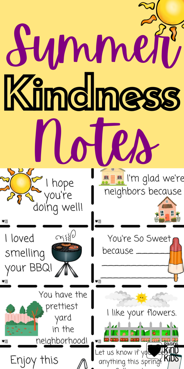 Summer Kindness Notes Kids Can Give to Friends and Neighbors