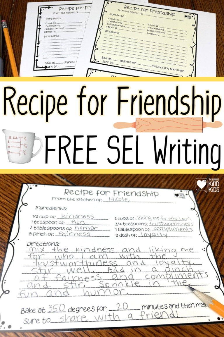 Friendship Recipe for Social Emotional Learning Writing